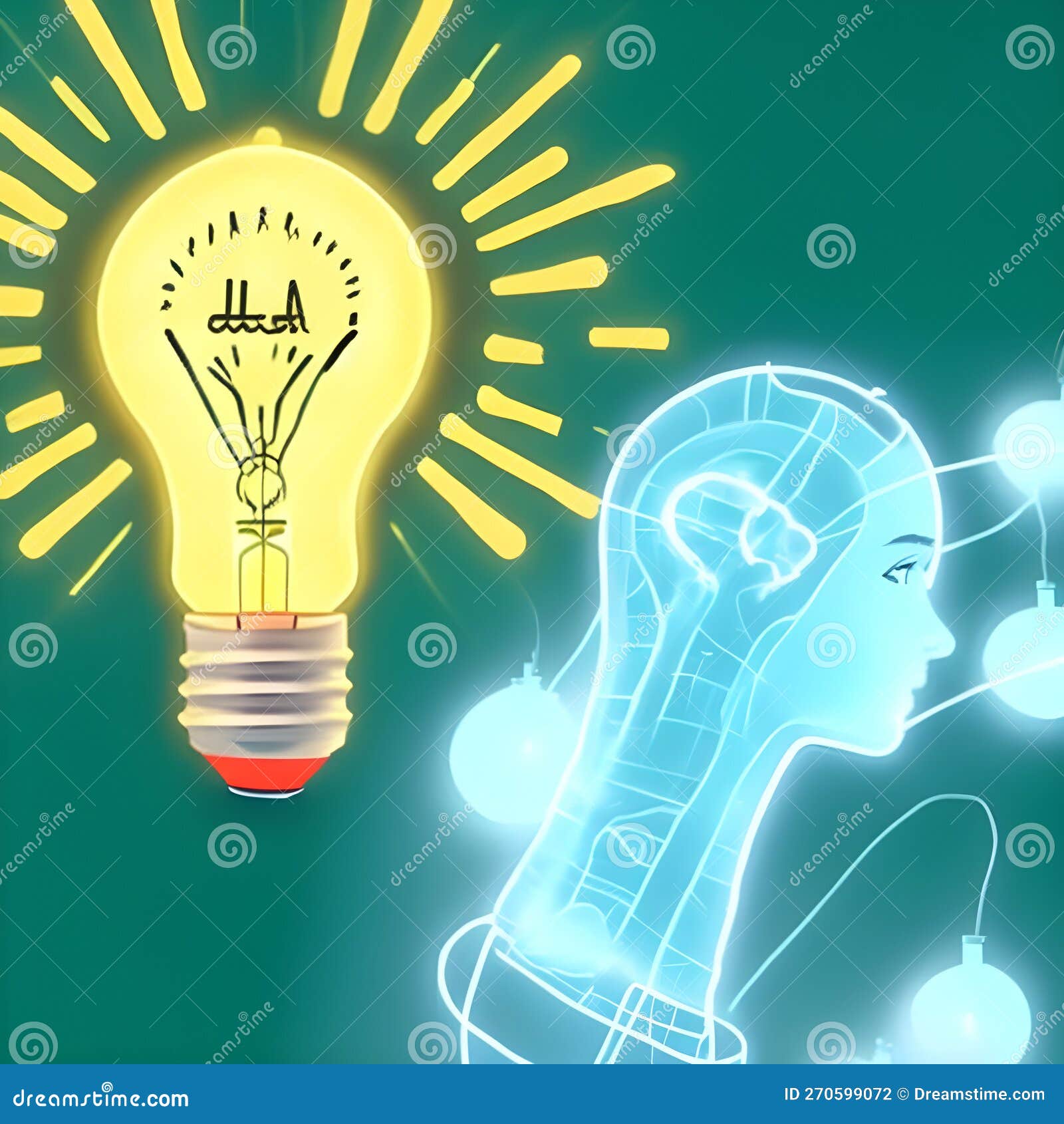 Image of the Brilliant Light Bulb Radiates Symbolized the Human Ideas ...