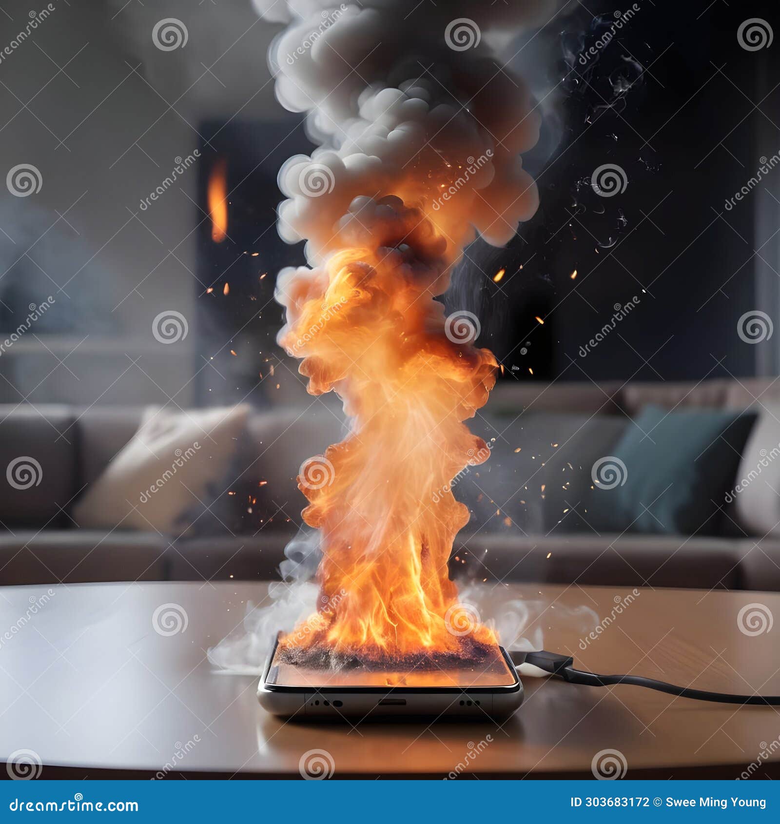 A Burning Cellphone - Mobile Device - Celular - Smartphone - Generic ...