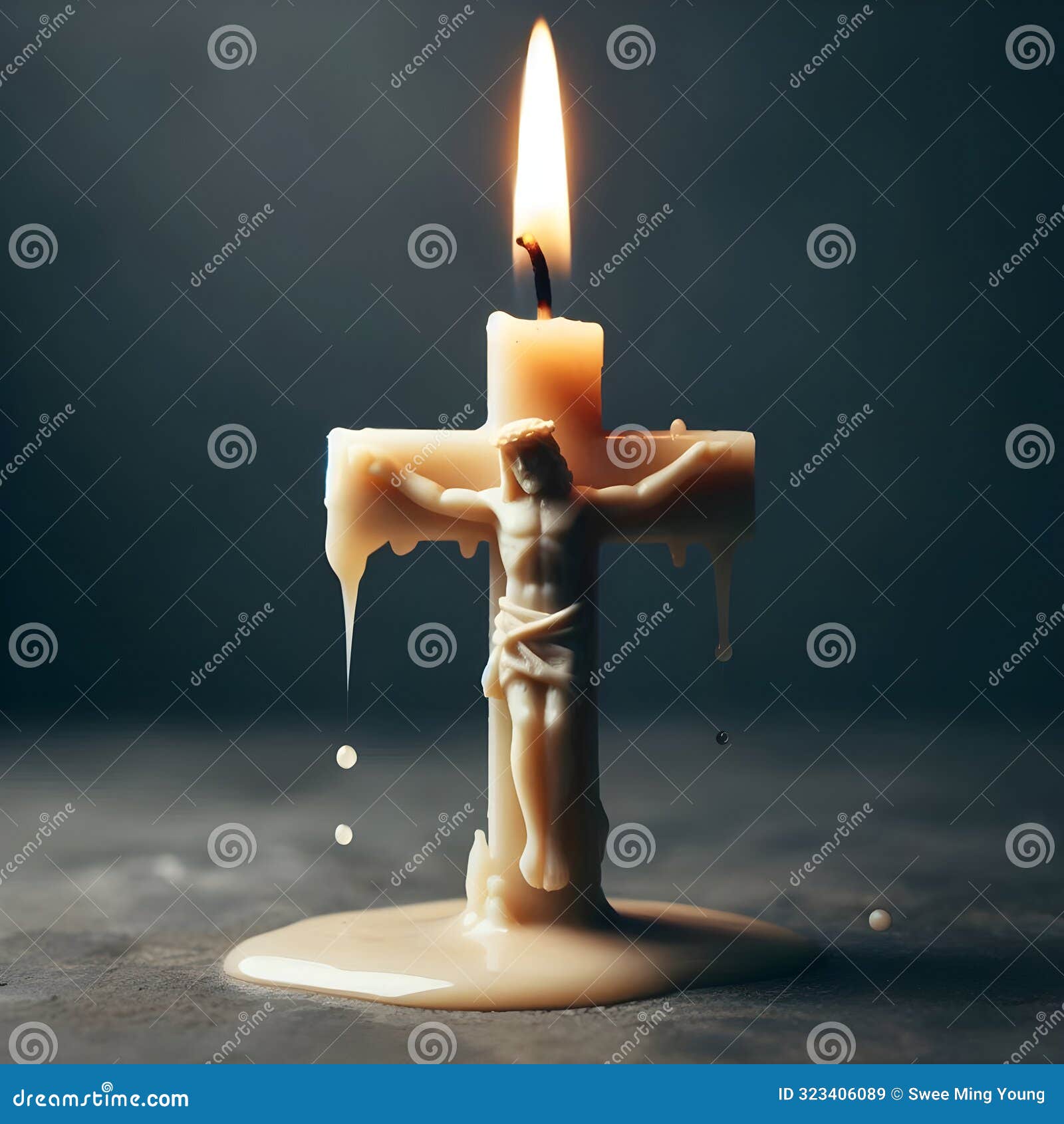Image of a Candle Wax Made Like Christ on the Cross Figure is Melting ...
