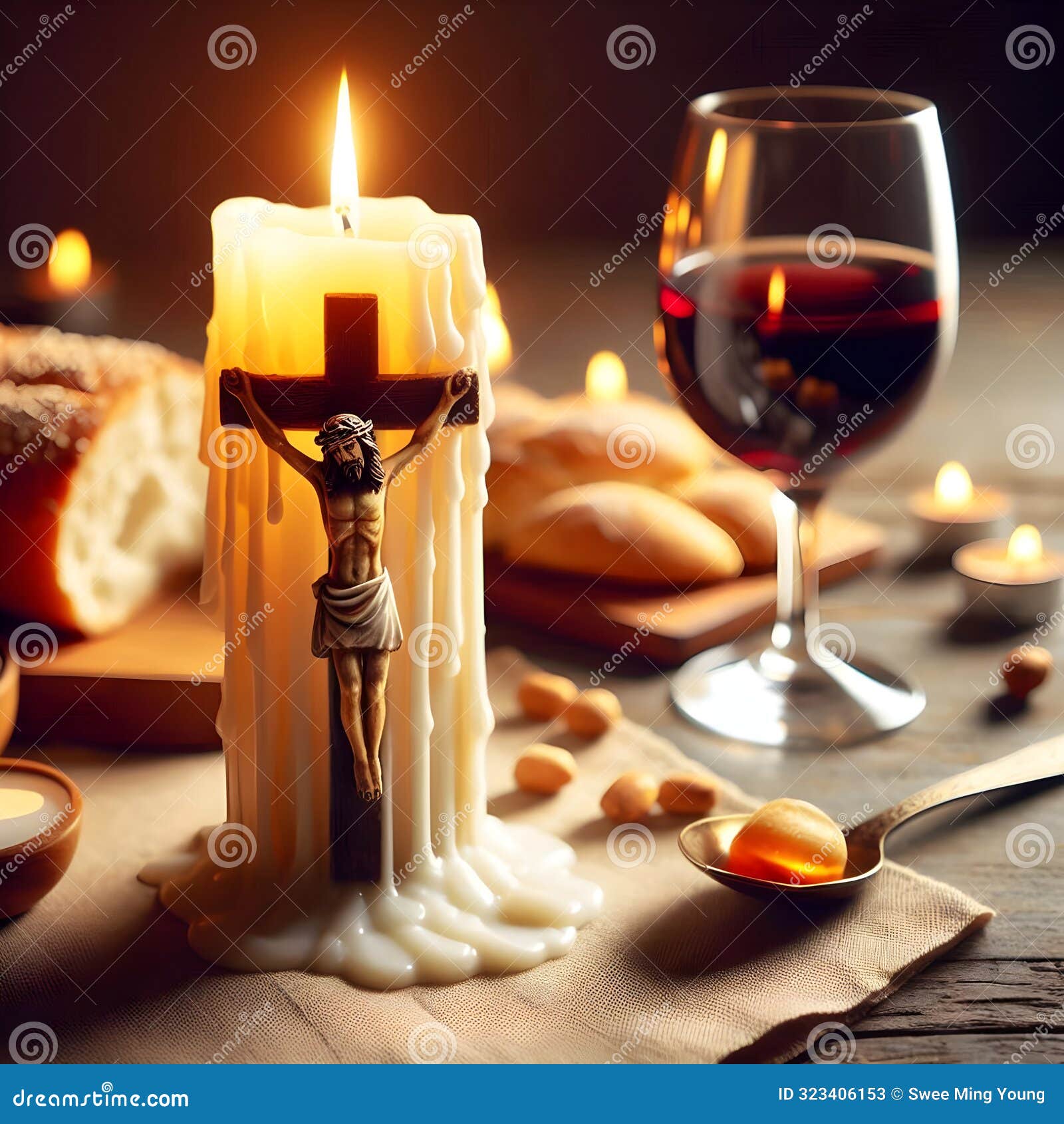 Image of a Candle Wax Made Like Christ on the Cross Figure is Melting ...