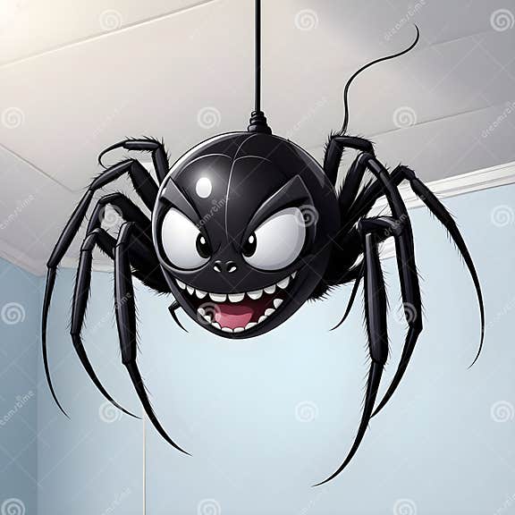 Image of Cartoon Jumping Spider Smiling Like Human Mouth Feature. Stock ...