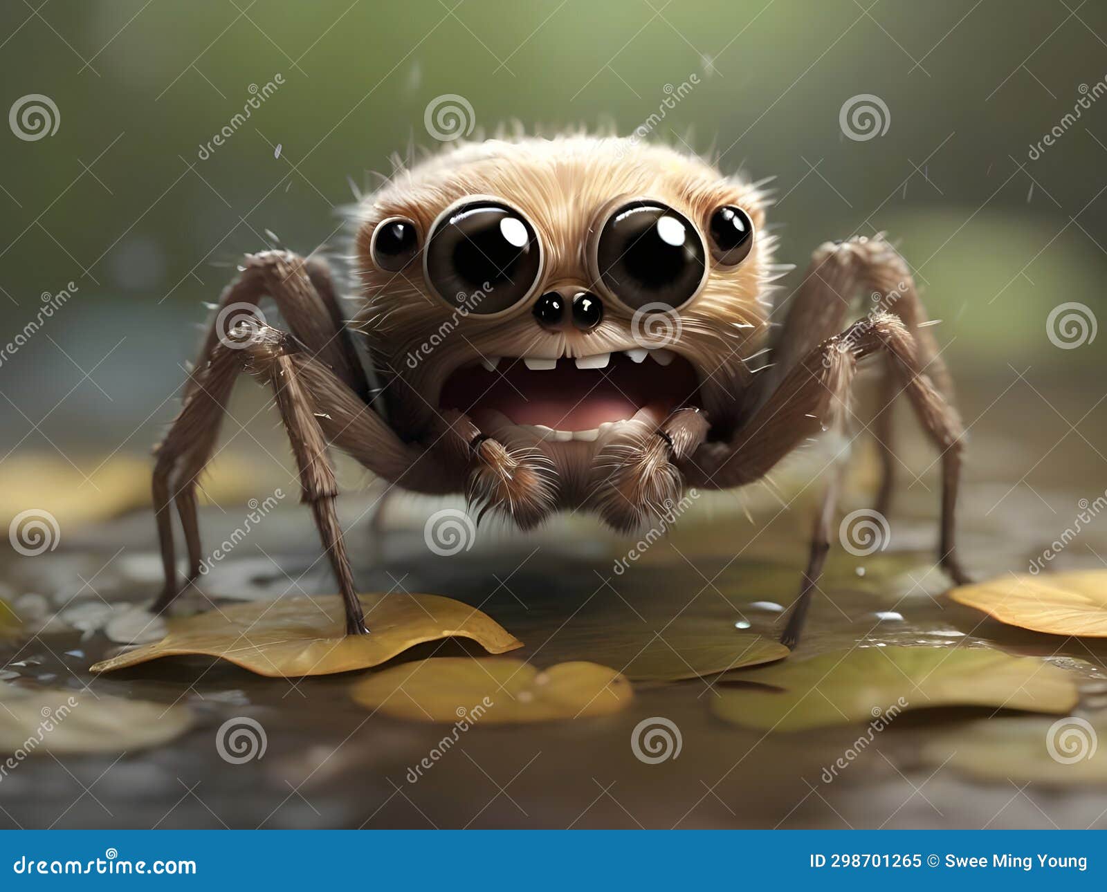 Image of Cartoon Jumping Spider Smiling Like Human Mouth Feature. Stock ...
