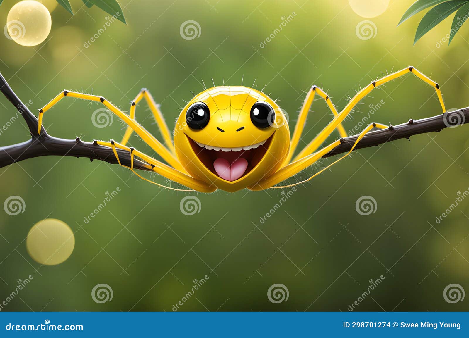 Image of Cartoon Jumping Spider Smiling Like Human Mouth Feature. Stock ...