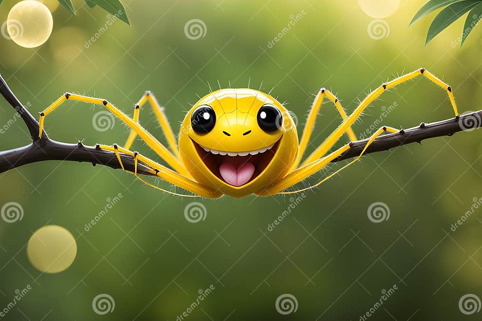 Image of Cartoon Jumping Spider Smiling Like Human Mouth Feature. Stock ...