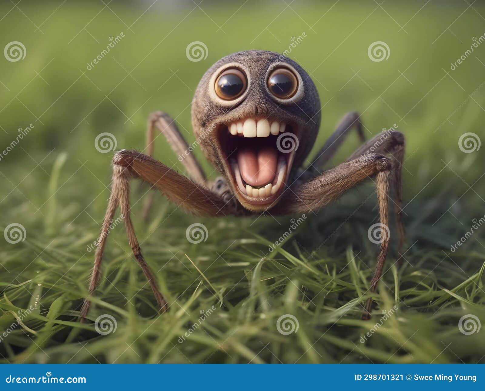 Image of Cartoon Jumping Spider Smiling Like Human Mouth Feature. Stock ...