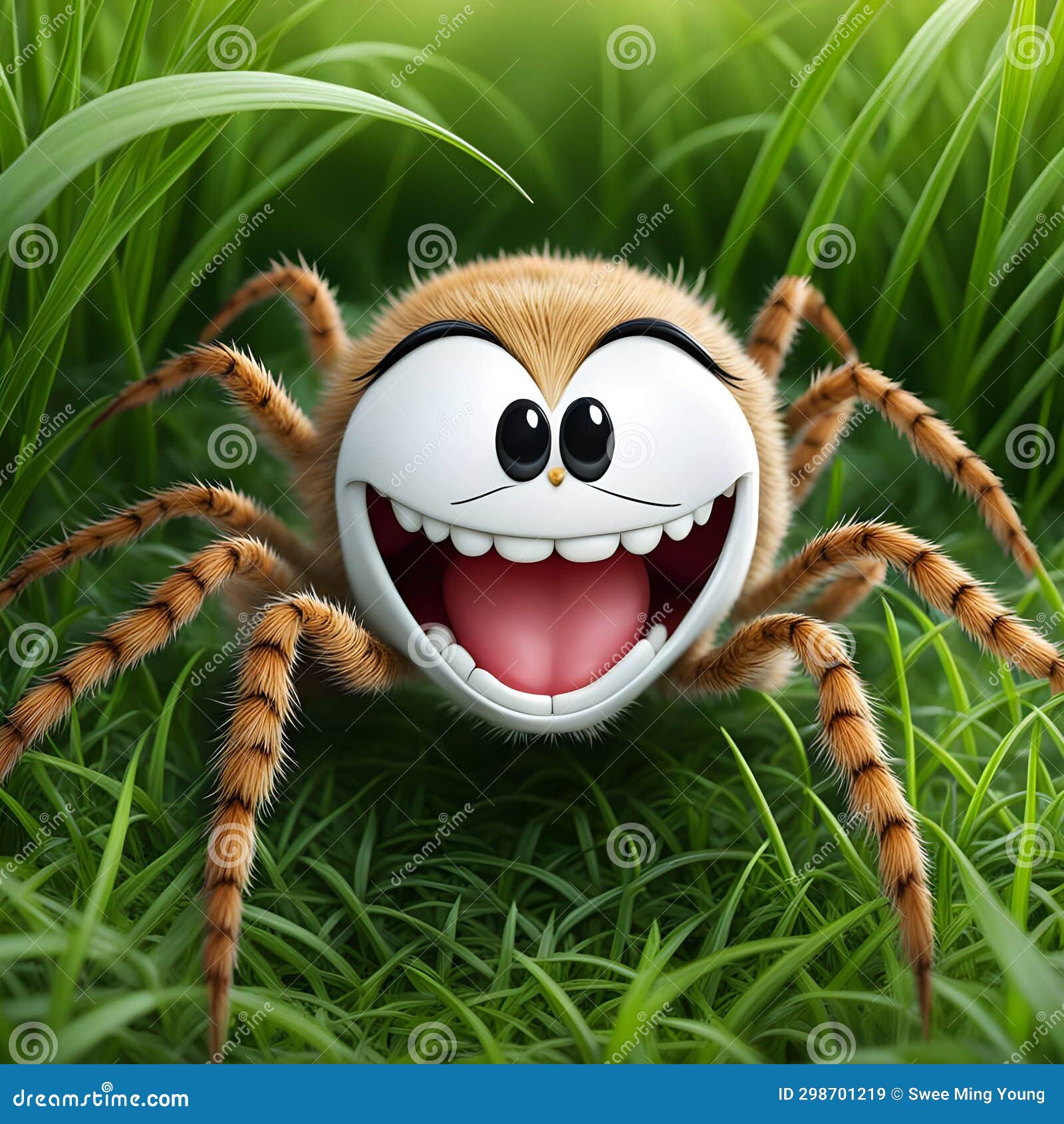 Image of Cartoon Jumping Spider Smiling Like Human Mouth Feature. Stock ...