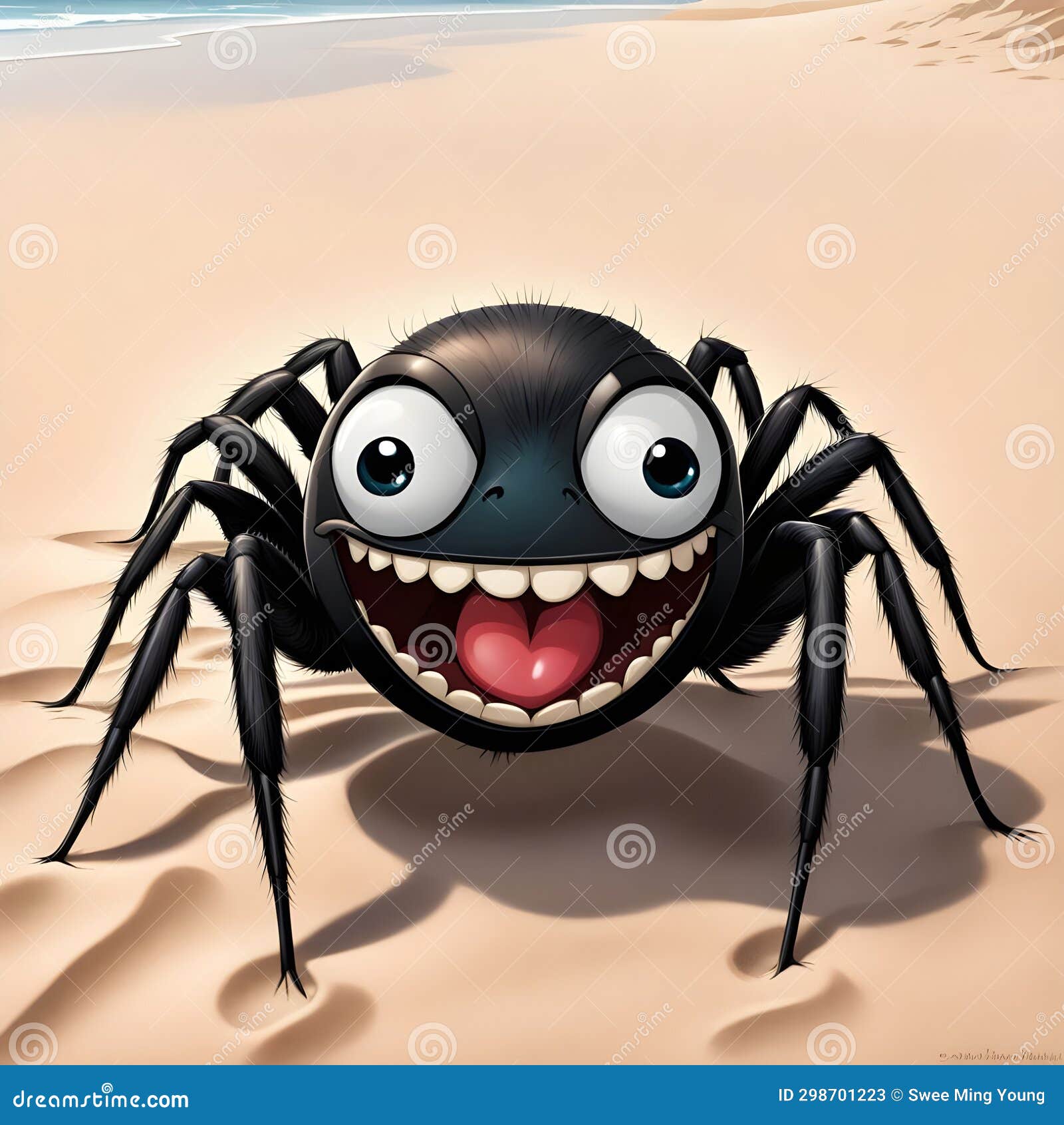 Image of Cartoon Jumping Spider Smiling Like Human Mouth Feature. Stock ...