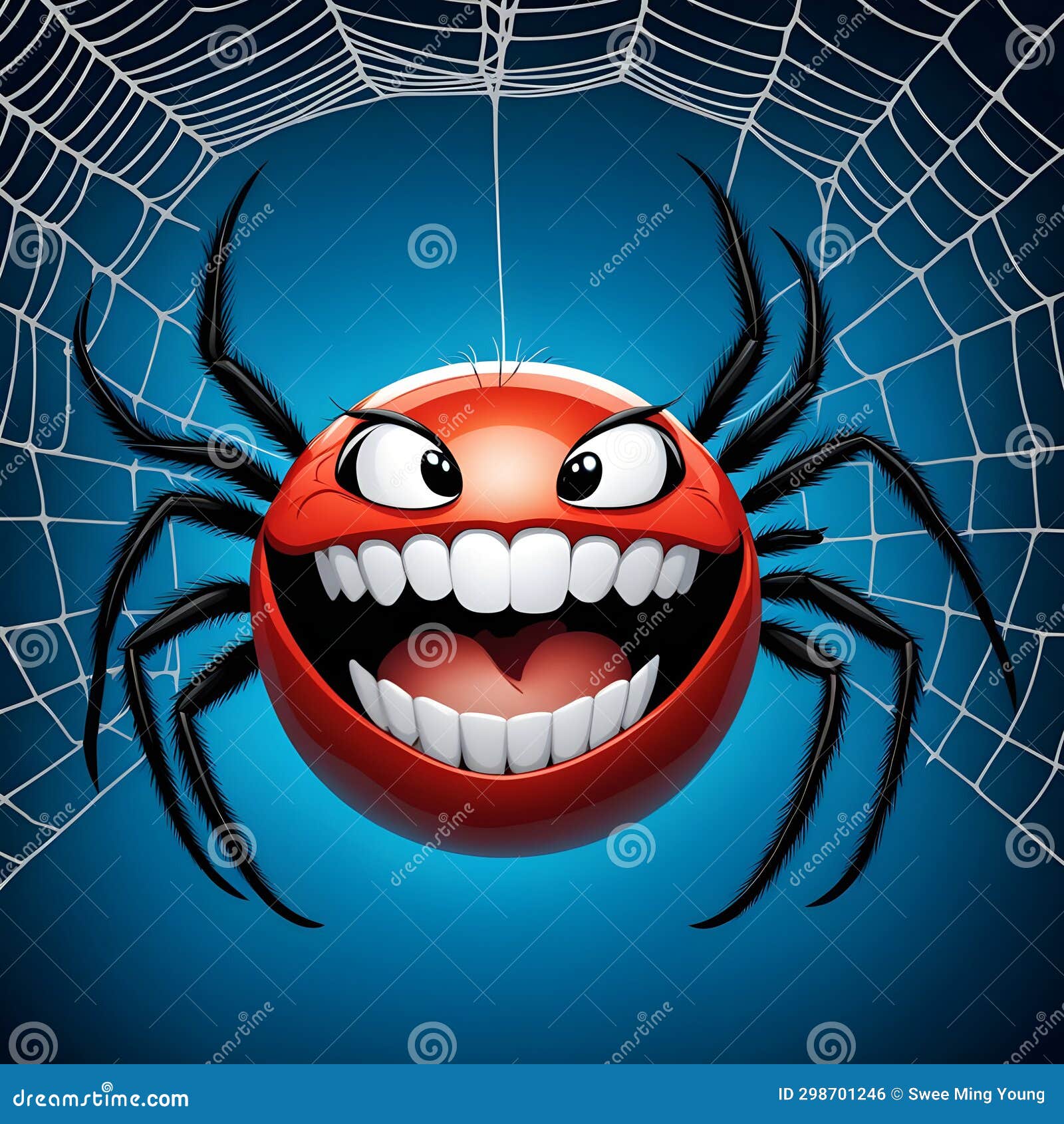 Image of Cartoon Jumping Spider Smiling Like Human Mouth Feature. Stock ...