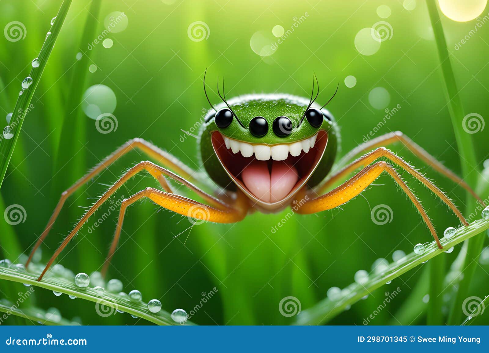 Image of Cartoon Jumping Spider Smiling Like Human Mouth Feature. Stock ...