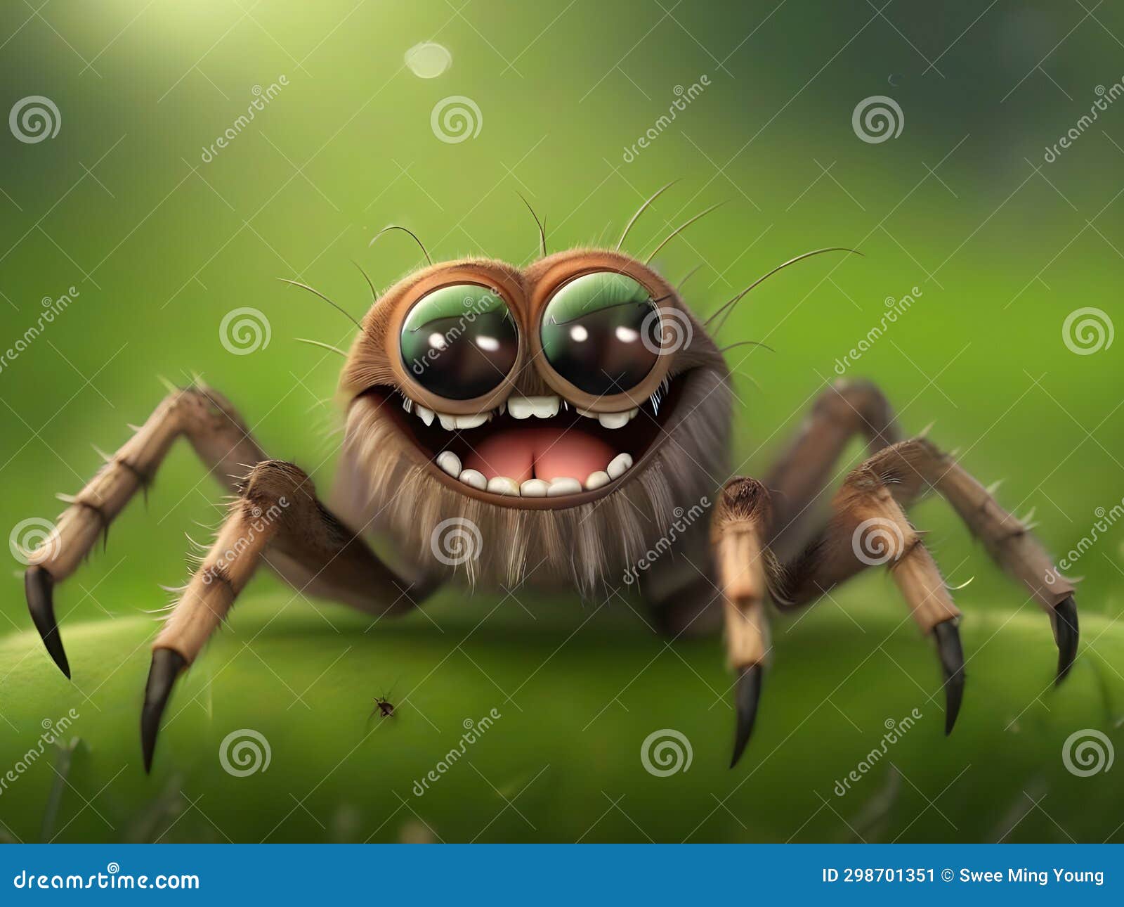 Image of Cartoon Jumping Spider Smiling Like Human Mouth Feature. Stock ...
