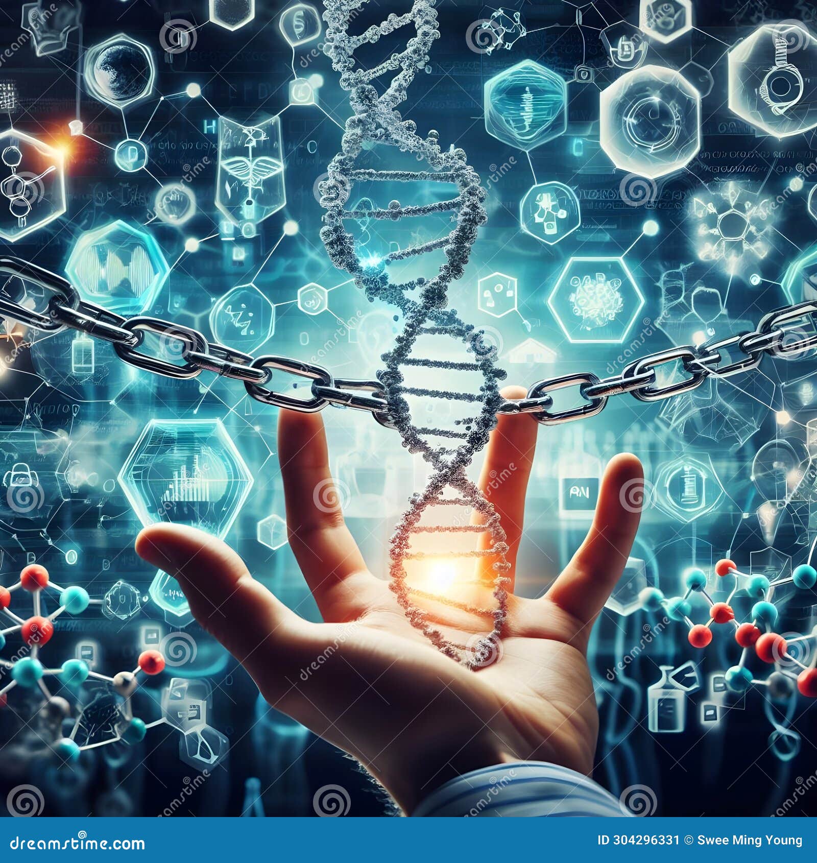 Image of a Chain Science Dna Chemistry Biotechnology Molecule Medical ...