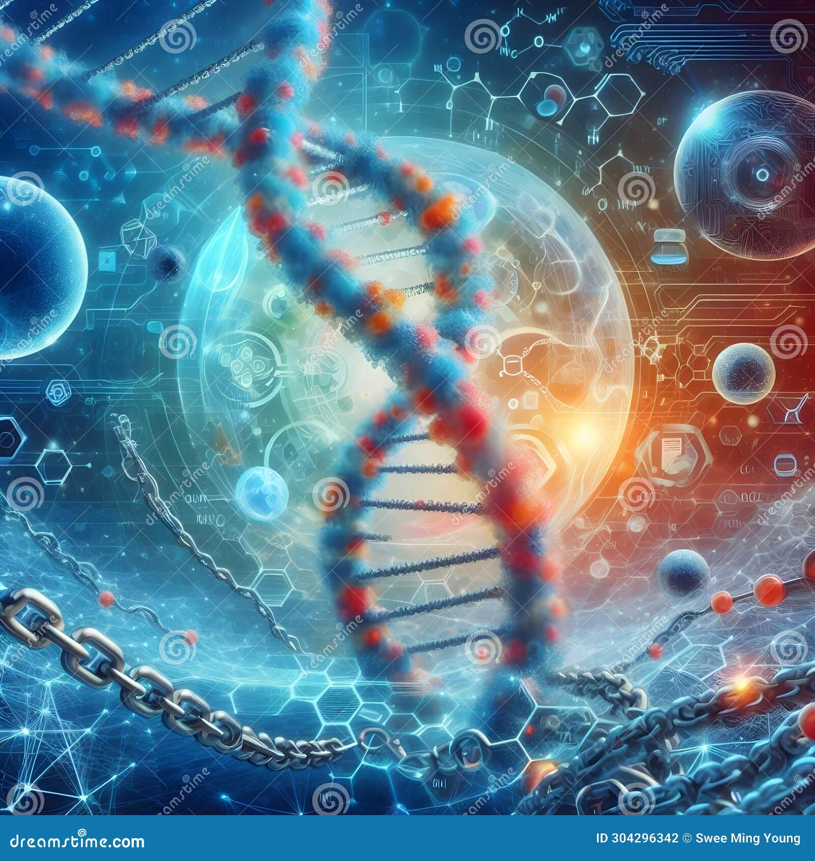 Image of a Chain Science Dna Chemistry Biotechnology Molecule Medical ...