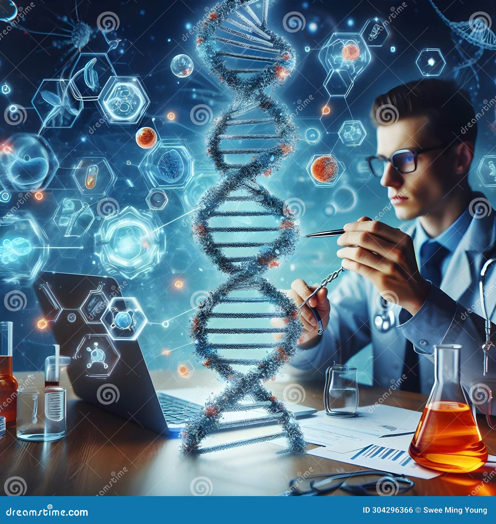 Image of a Chain Science Dna Chemistry Biotechnology Molecule Medical ...