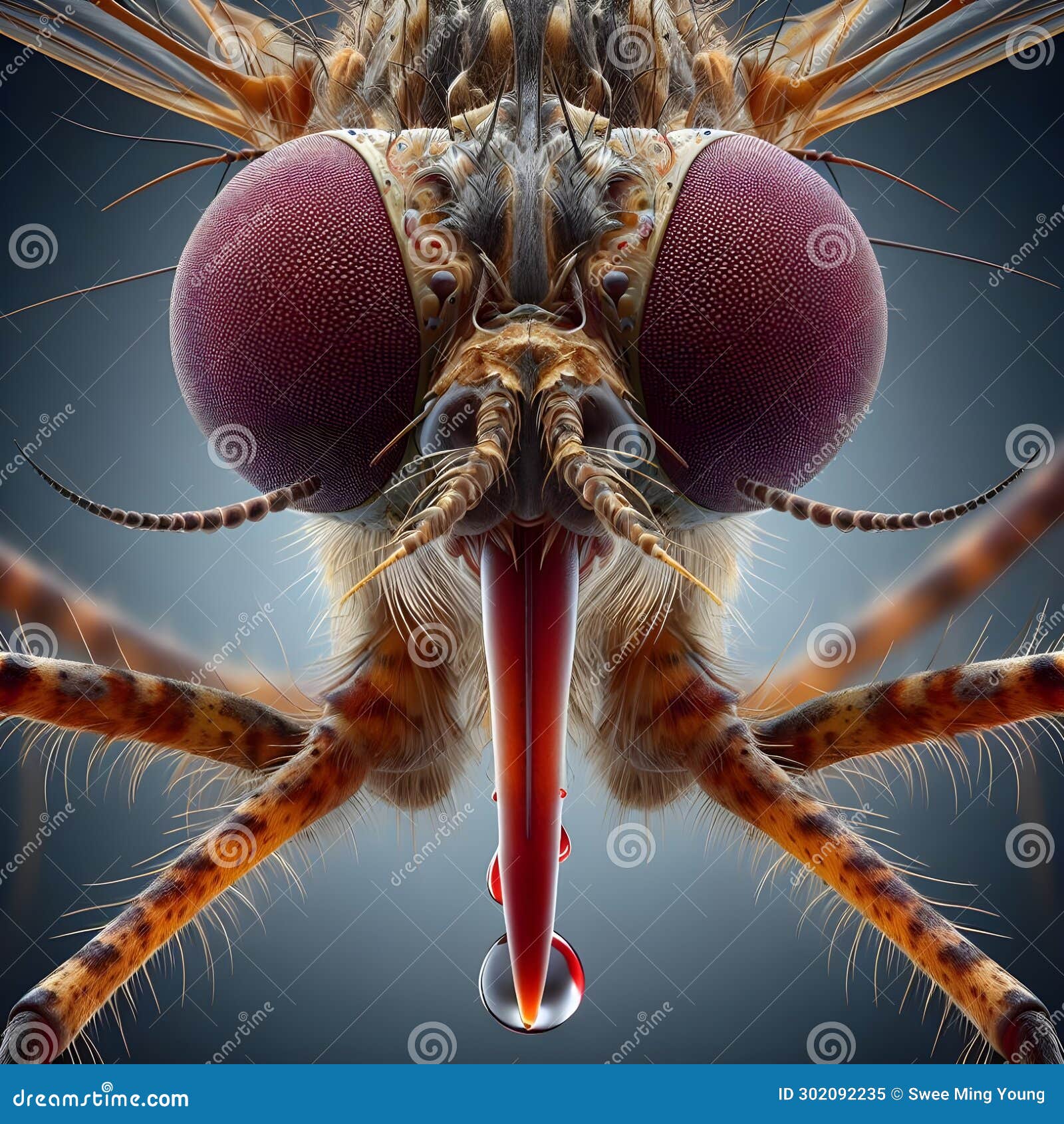 Image of the Closeup on Dengue Mosquito Suck Blood with Its Proboscis ...