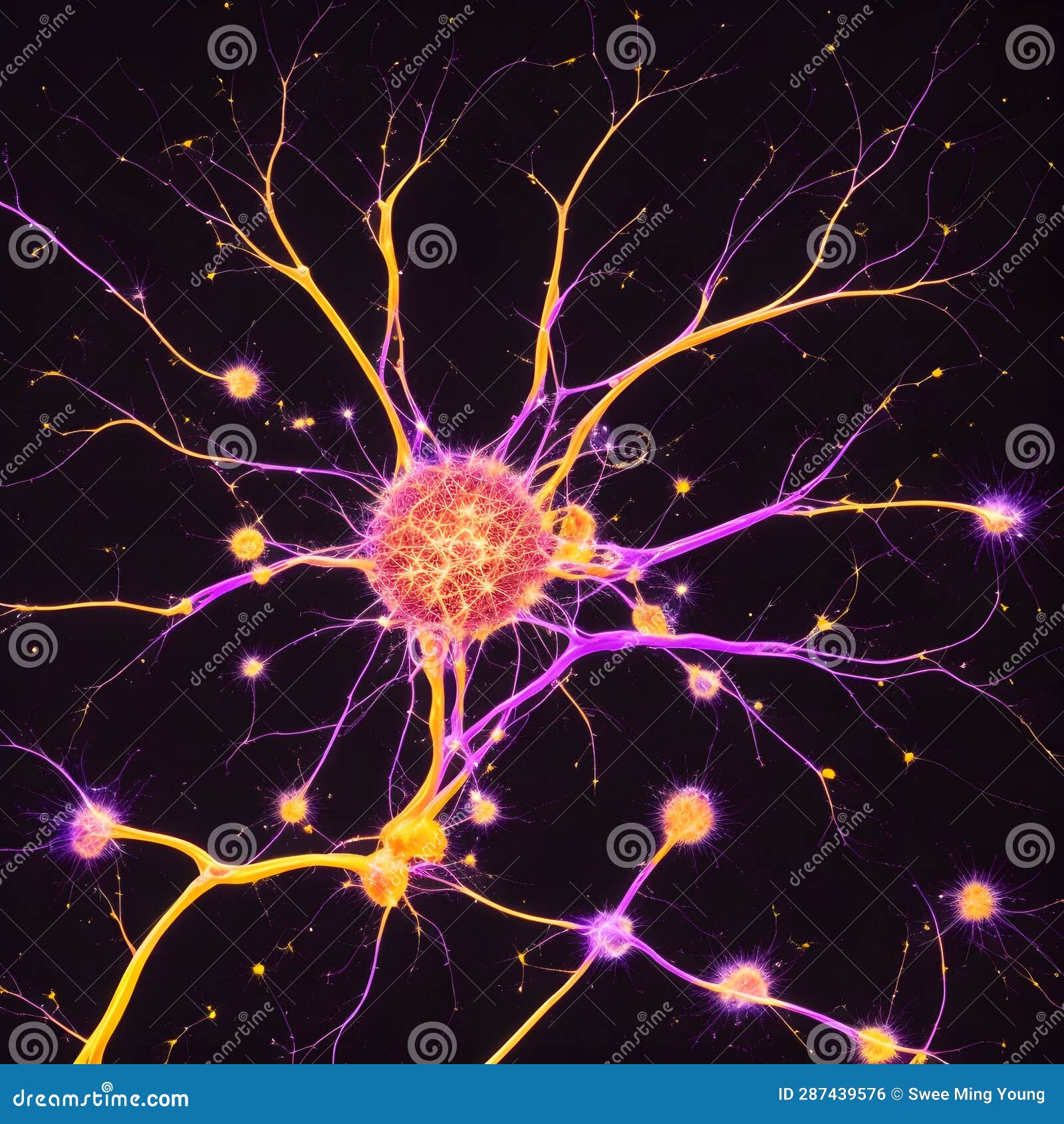 A Cluster of Neuron Floats and Branches Out with Axons and Dendrites of ...