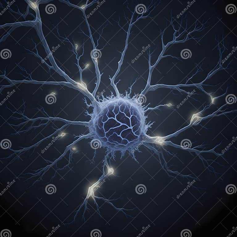 A Cluster of Neuron Floats and Branches Out with Axons and Dendrites of ...