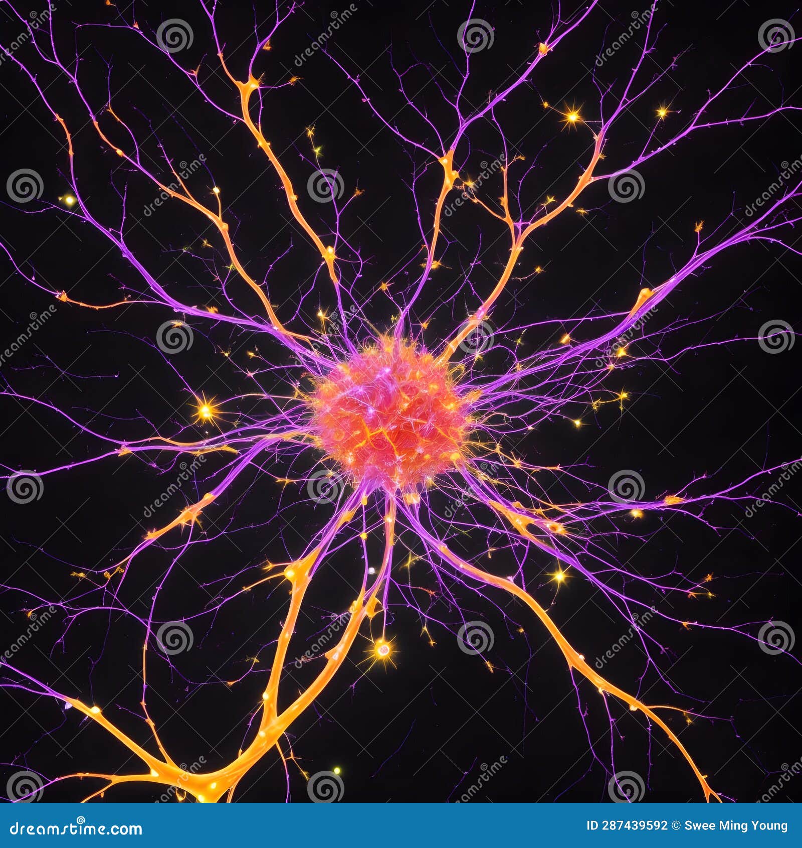 A Cluster of Neuron Floats and Branches Out with Axons and Dendrites of ...