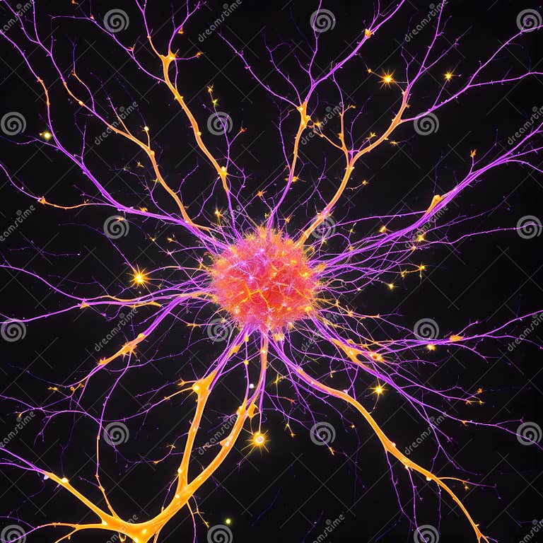 A Cluster of Neuron Floats and Branches Out with Axons and Dendrites of ...