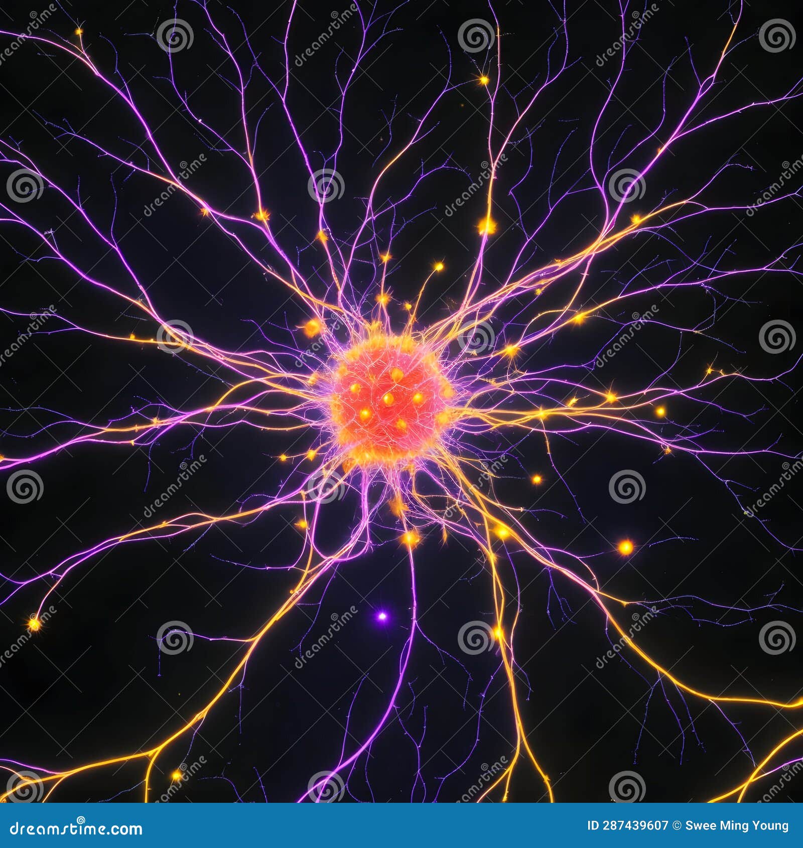A Cluster of Neuron Floats and Branches Out with Axons and Dendrites of ...