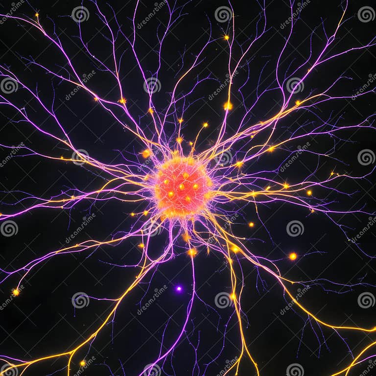 A Cluster of Neuron Floats and Branches Out with Axons and Dendrites of ...