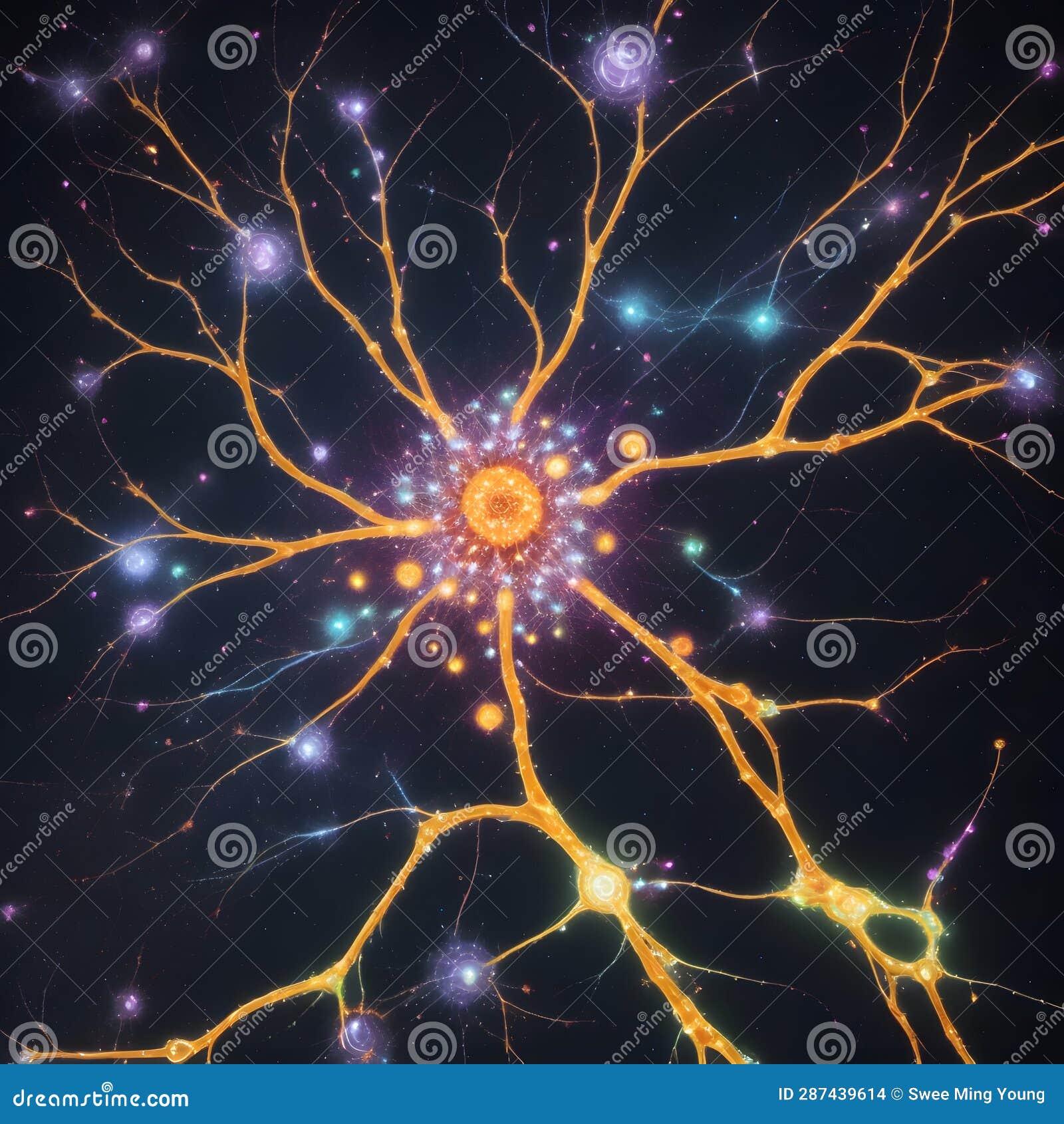 A Cluster of Neuron Floats and Branches Out with Axons and Dendrites of ...