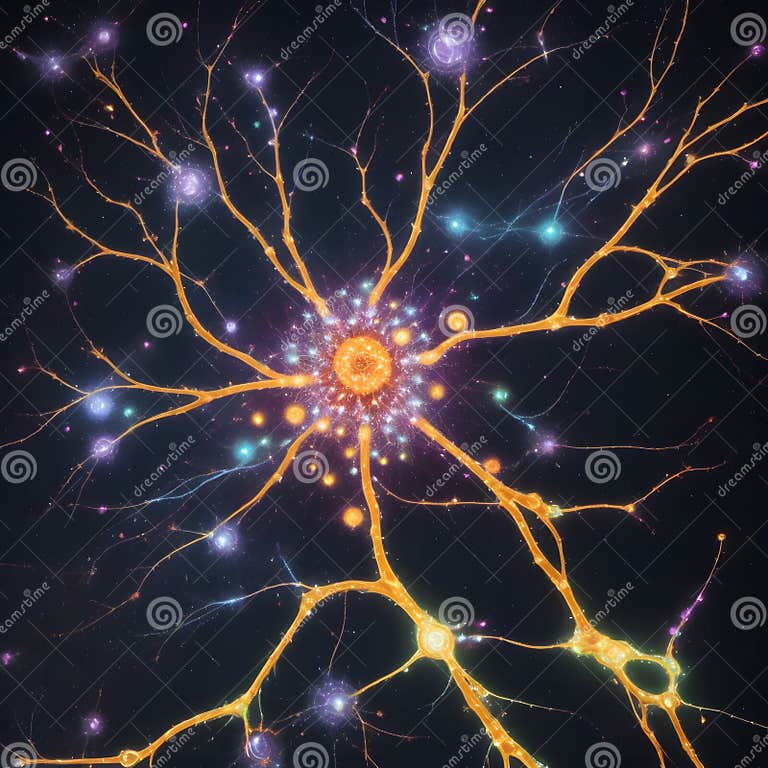 A Cluster of Neuron Floats and Branches Out with Axons and Dendrites of ...