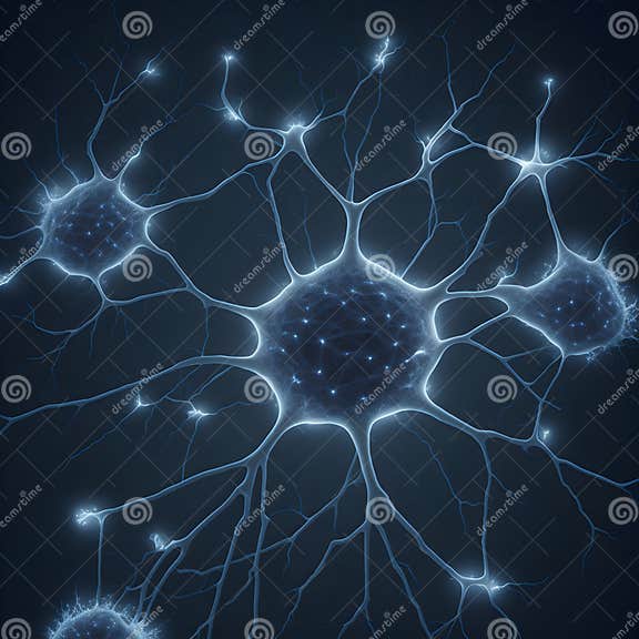 A Cluster of Neuron Floats and Branches Out with Axons and Dendrites of ...