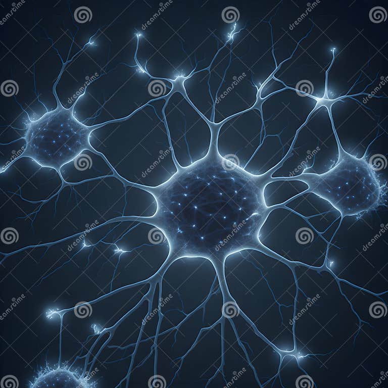 A Cluster of Neuron Floats and Branches Out with Axons and Dendrites of ...