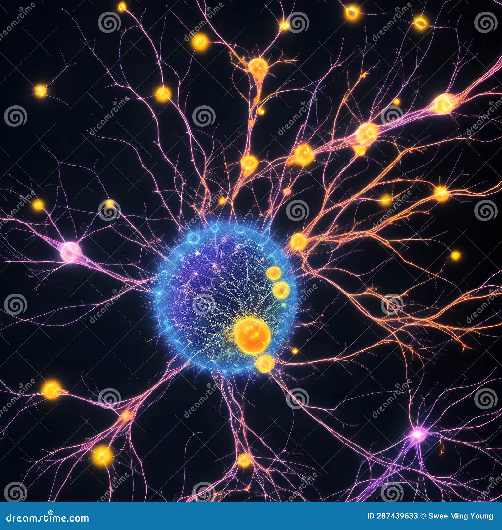 A Cluster of Neuron Floats and Branches Out with Axons and Dendrites of ...