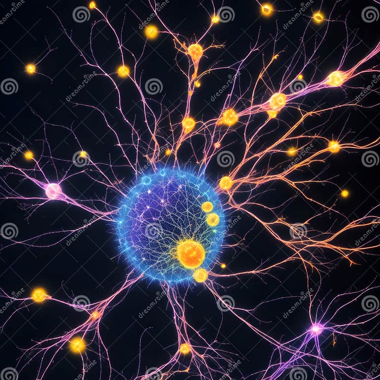 A Cluster of Neuron Floats and Branches Out with Axons and Dendrites of ...