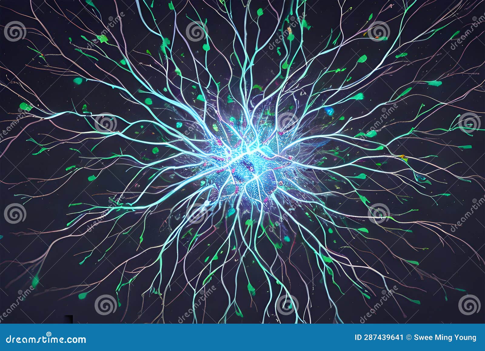A Cluster of Neuron Floats and Branches Out with Axons and Dendrites of ...