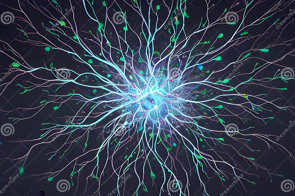 A Cluster of Neuron Floats and Branches Out with Axons and Dendrites of ...