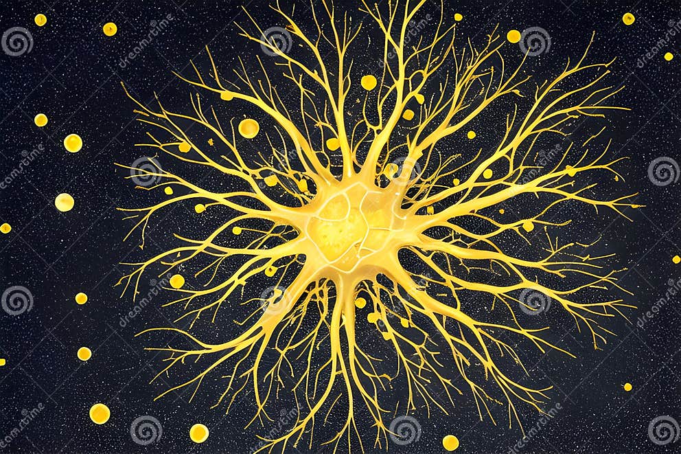 A Cluster of Neuron Floats and Branches Out with Axons and Dendrites of ...