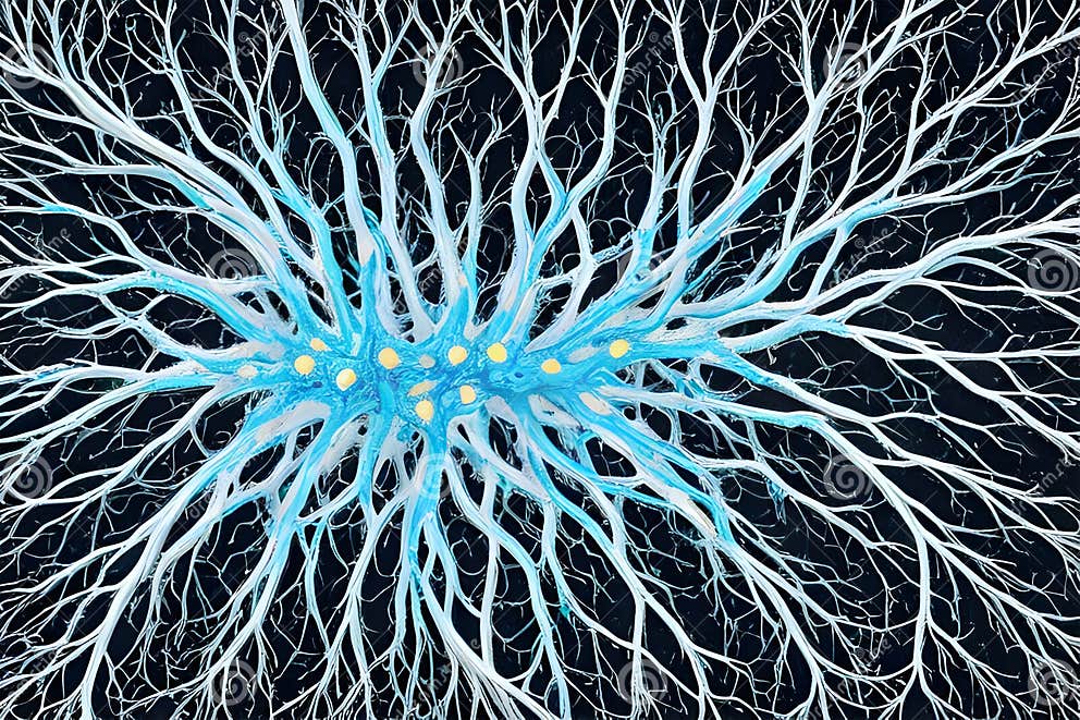A Cluster of Neuron Floats and Branches Out with Axons and Dendrites of ...