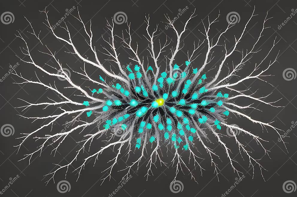 A Cluster of Neuron Floats and Branches Out with Axons and Dendrites of ...