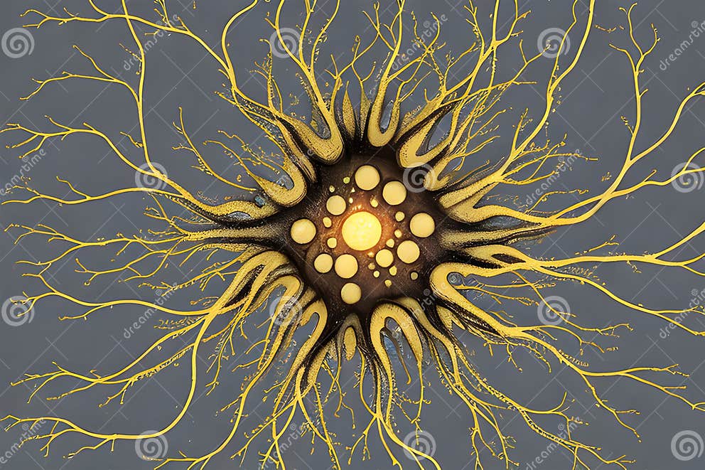 A Cluster of Neuron Floats and Branches Out with Axons and Dendrites of ...