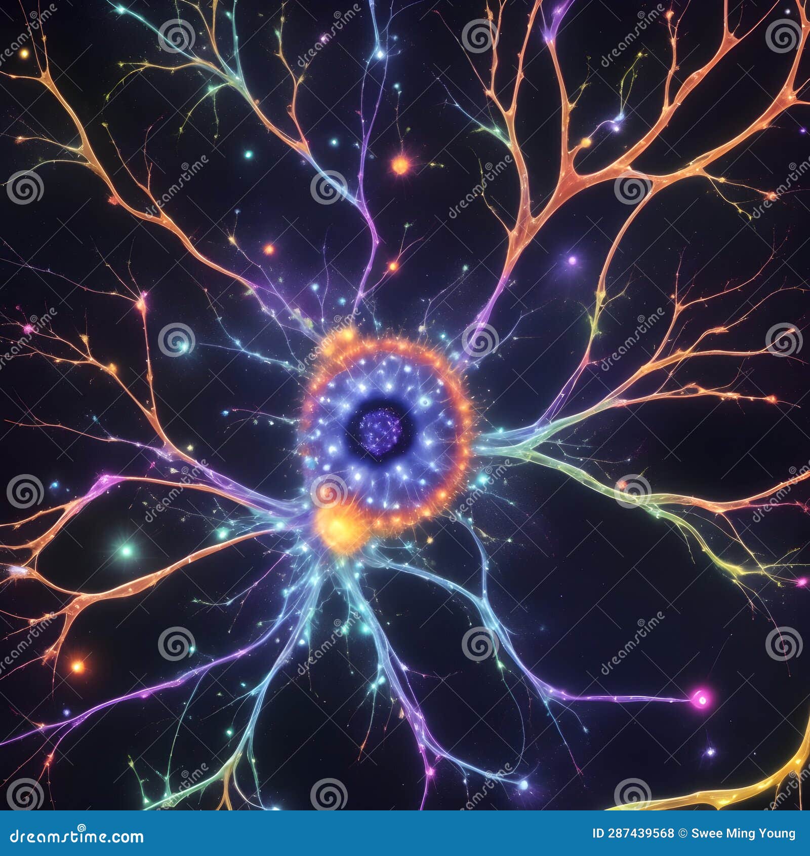 A Cluster of Neuron Floats and Branches Out with Axons and Dendrites of ...