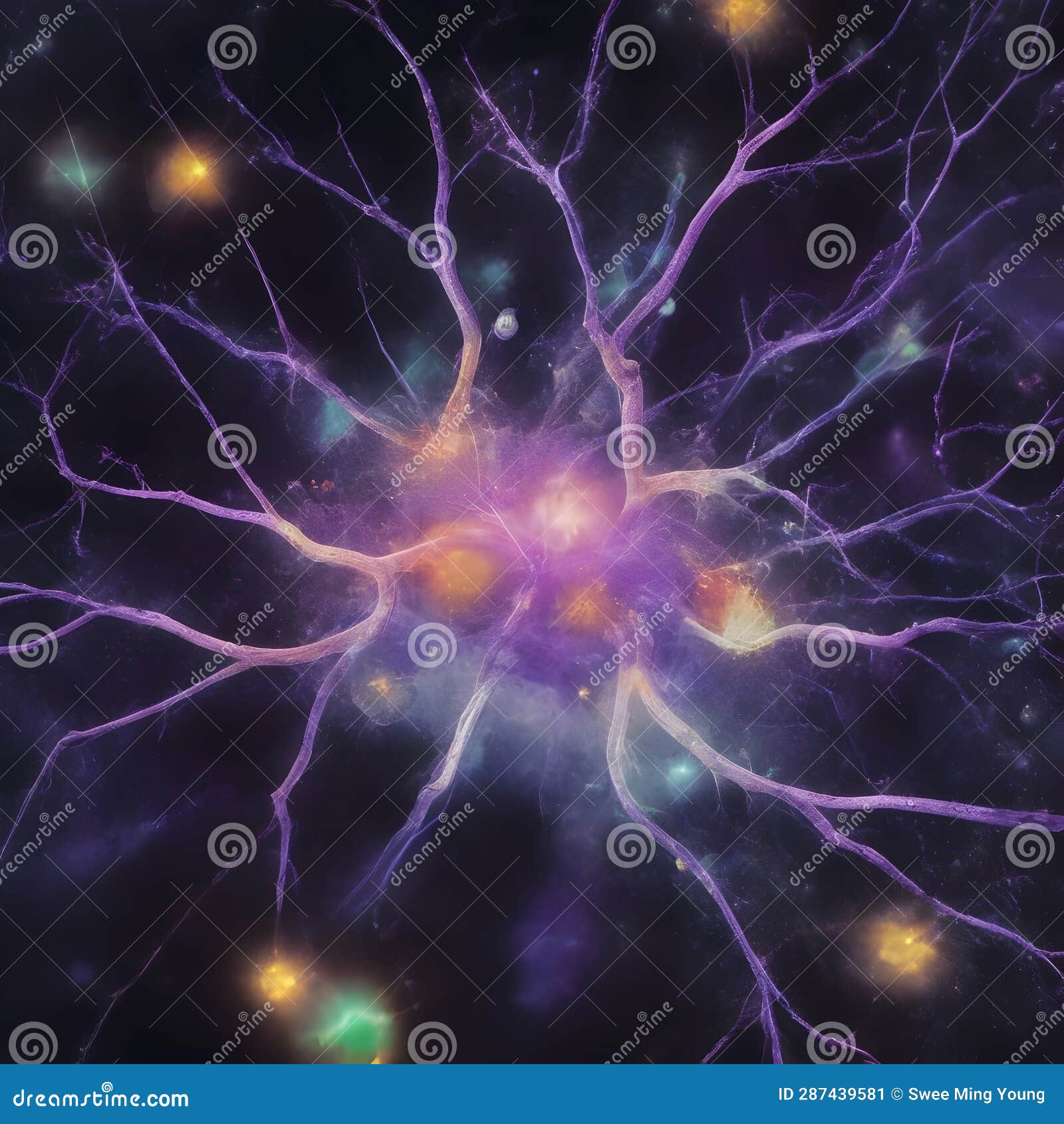 A Cluster of Neuron Floats and Branches Out with Axons and Dendrites of ...
