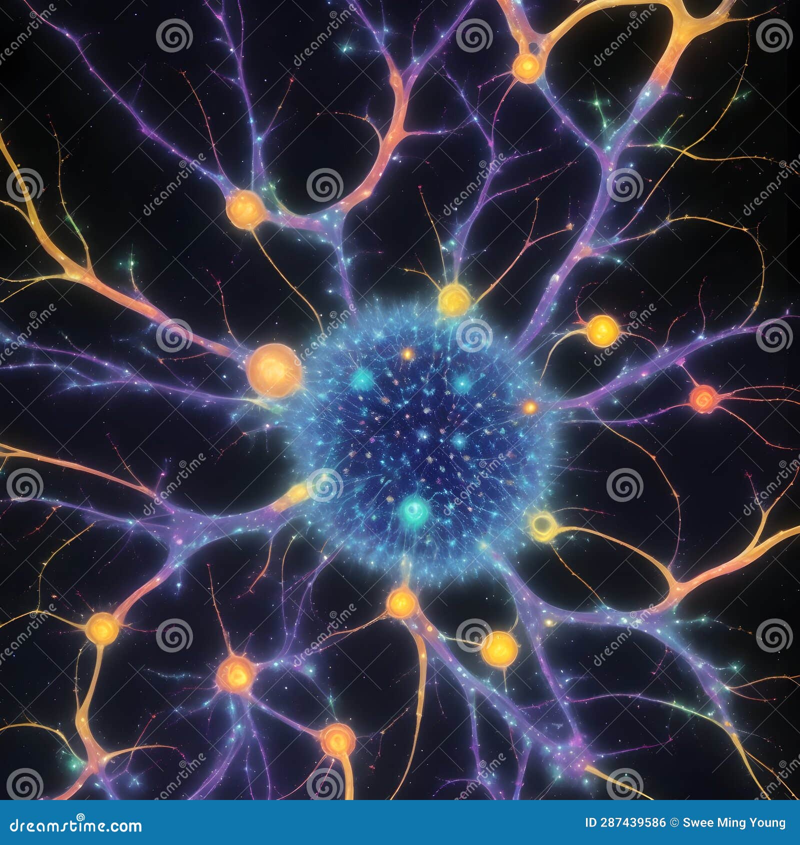 A Cluster of Neuron Floats and Branches Out with Axons and Dendrites of ...