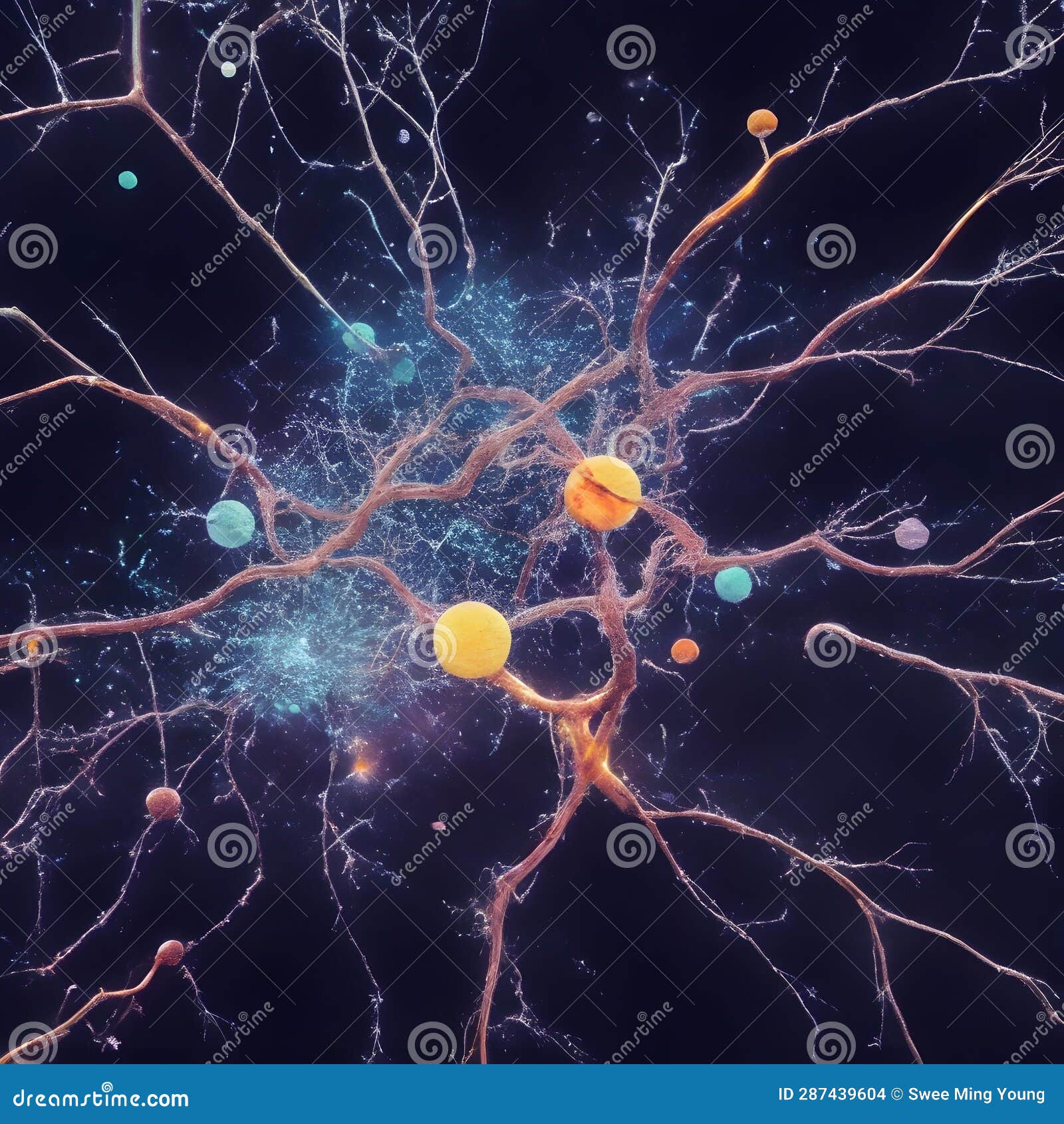 A Cluster of Neuron Floats and Branches Out with Axons and Dendrites of ...