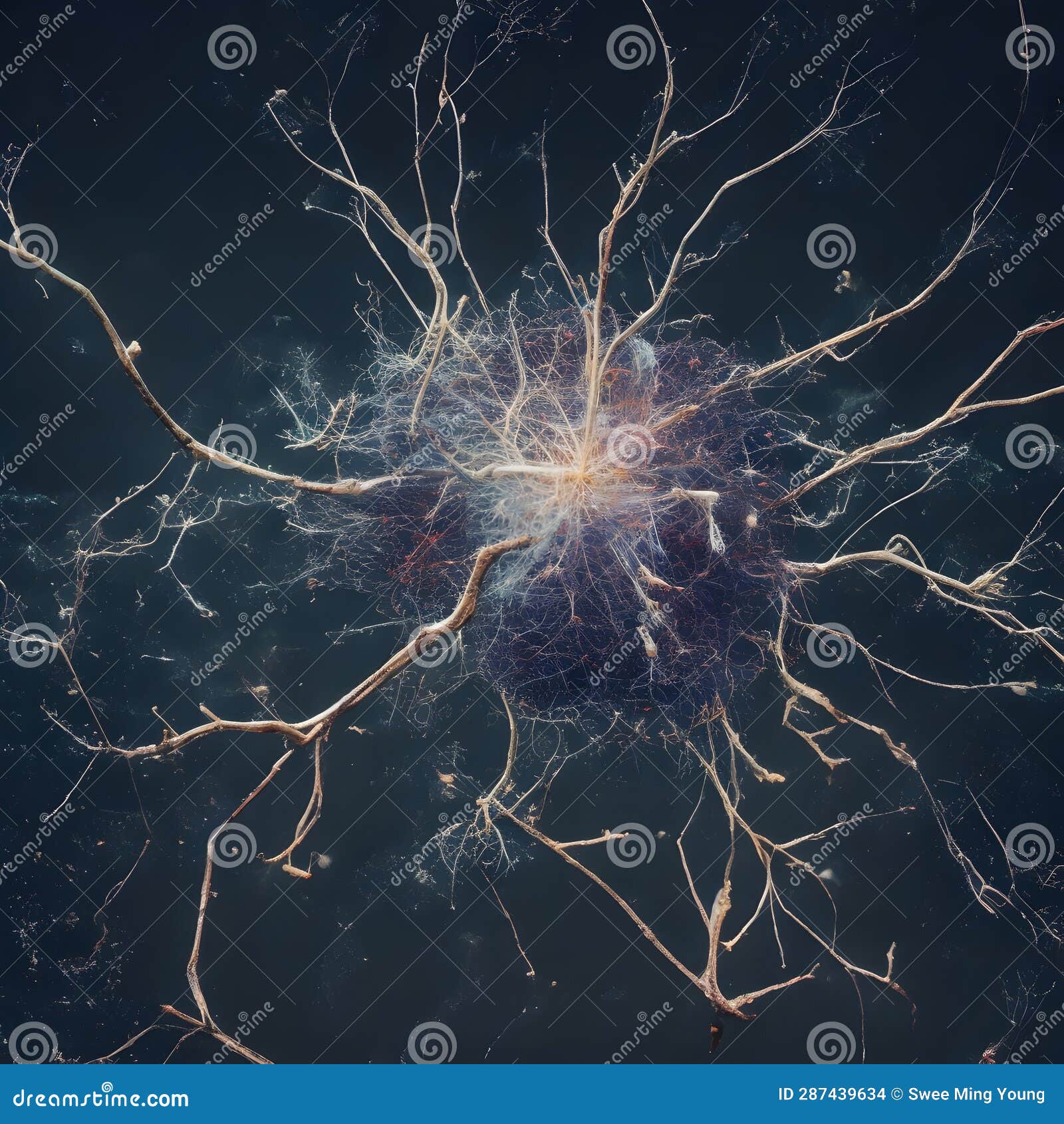 A Cluster Of Neuron Floats And Branches Out With Axons And Dendrites Of ...