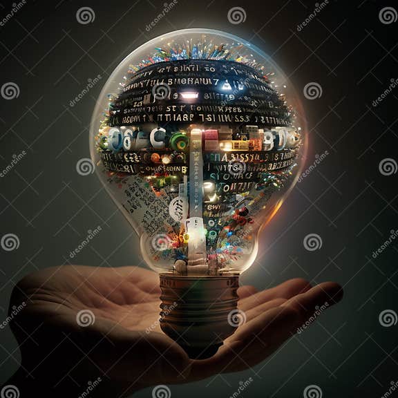 Image of the Colorful Light Bulb Glow and Surrounded with Smart ...