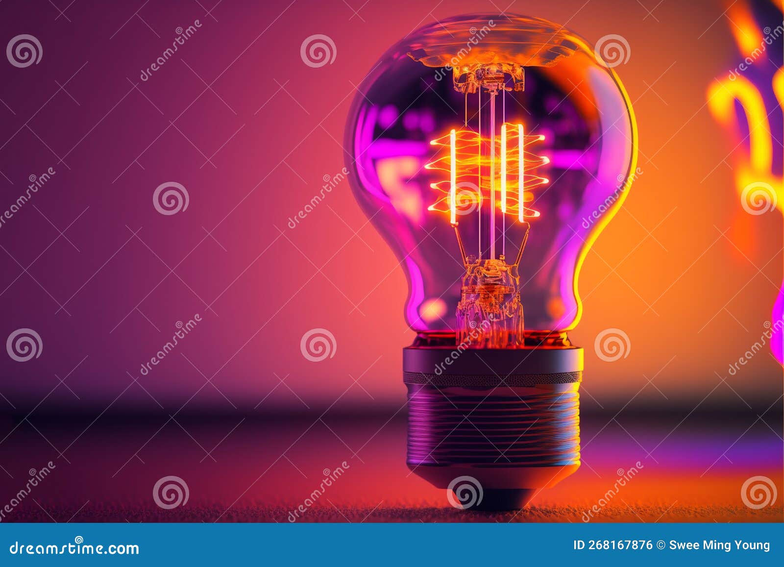 AI Image of the Colorful Light Bulb Glowing. Stock Illustration ...