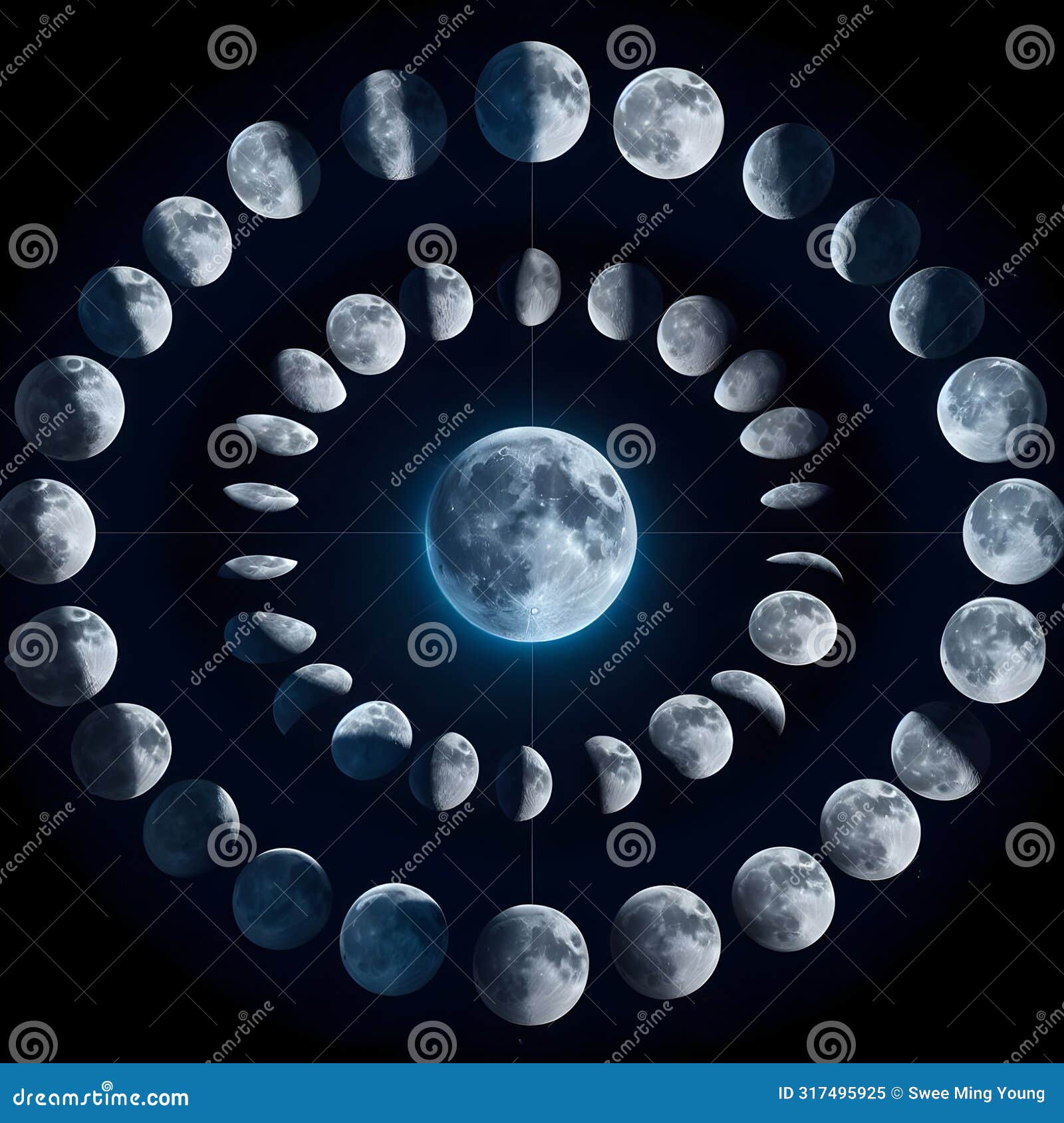 Image of a Composite Photo of the Position and Phases of the Moon Over ...