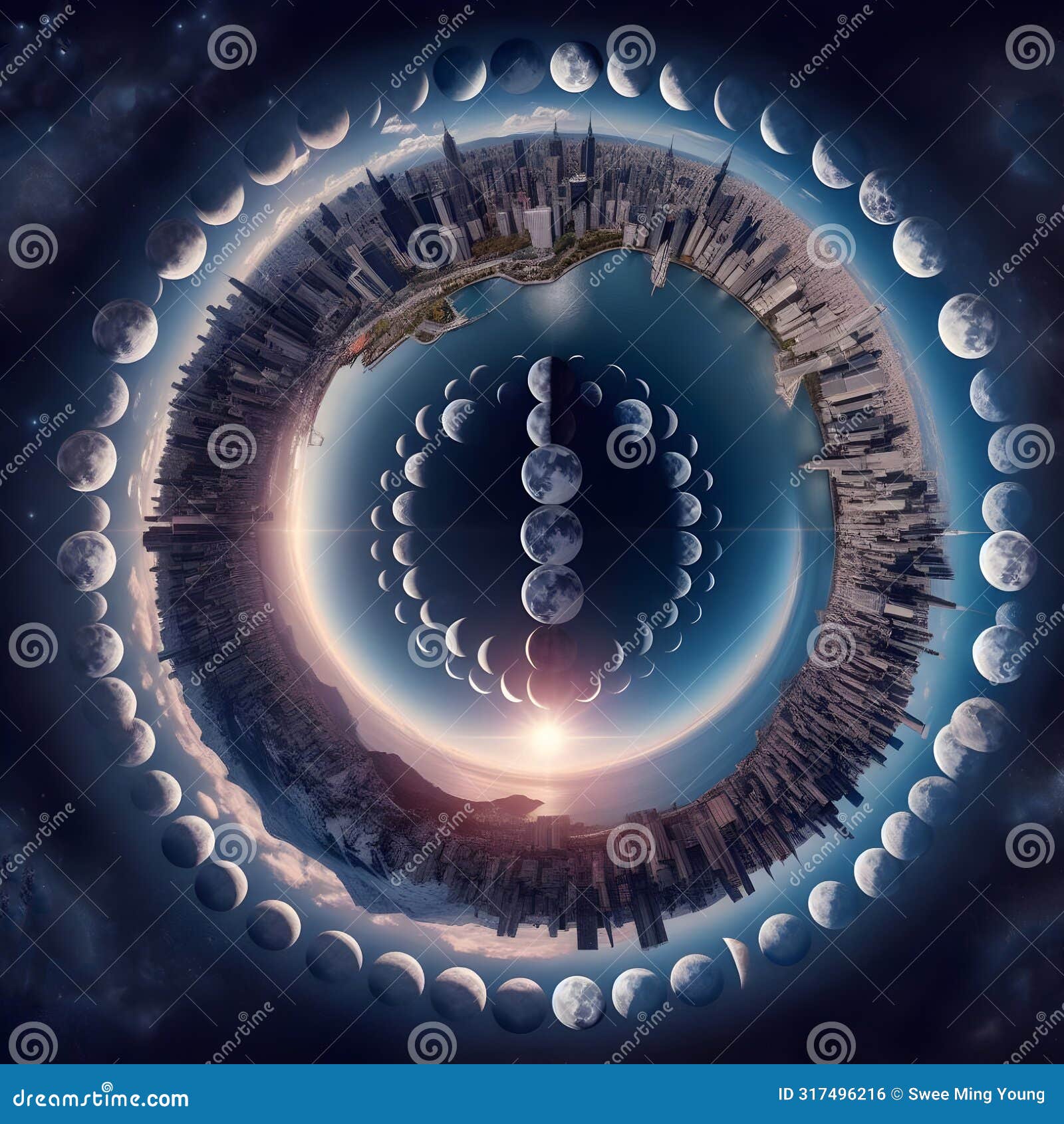 Image of a Composite Photo of the Position and Phases of the Moon Over ...