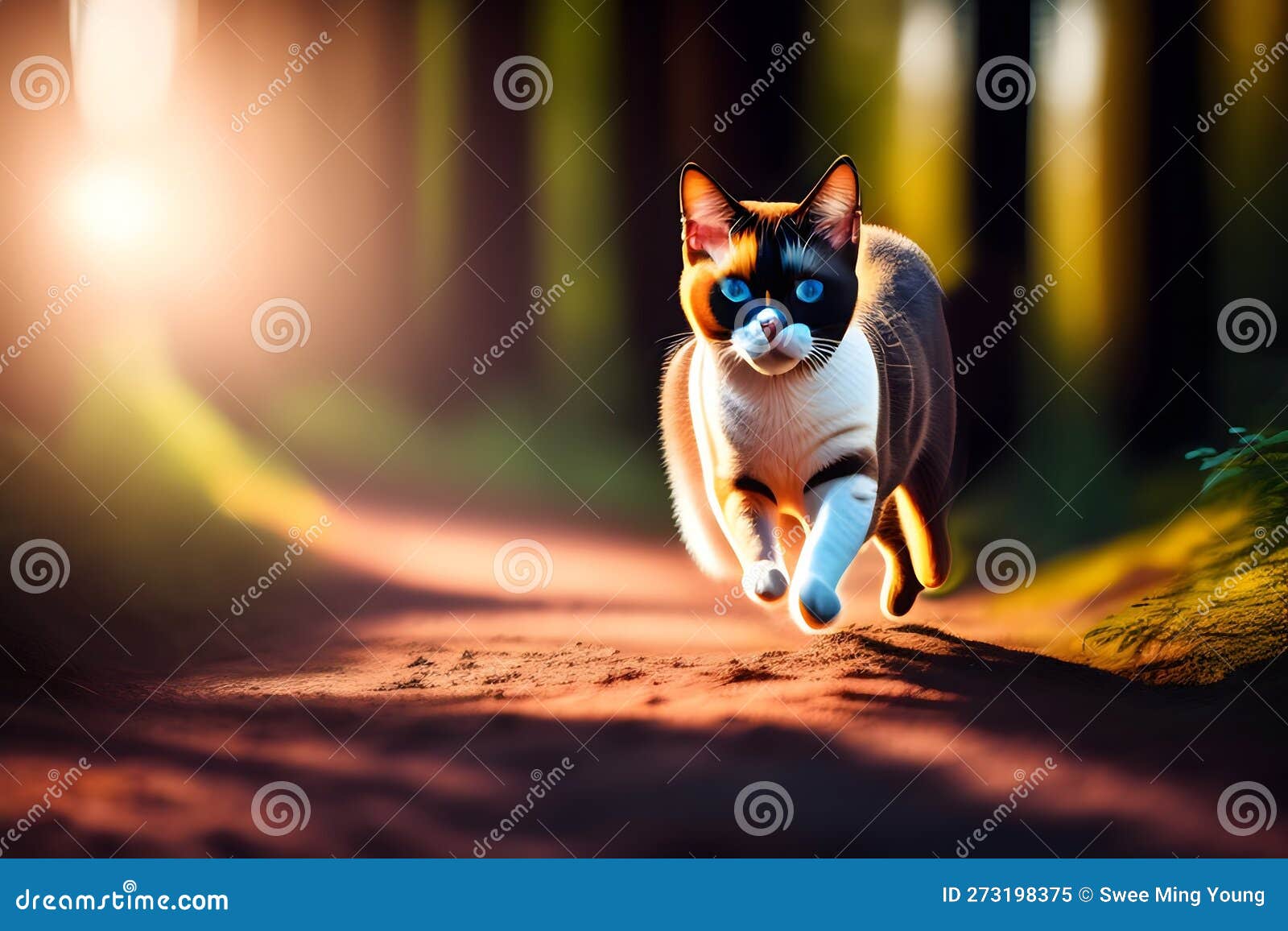 Image of the the Cute Happy Domestic Cat Loitering at the Park during ...