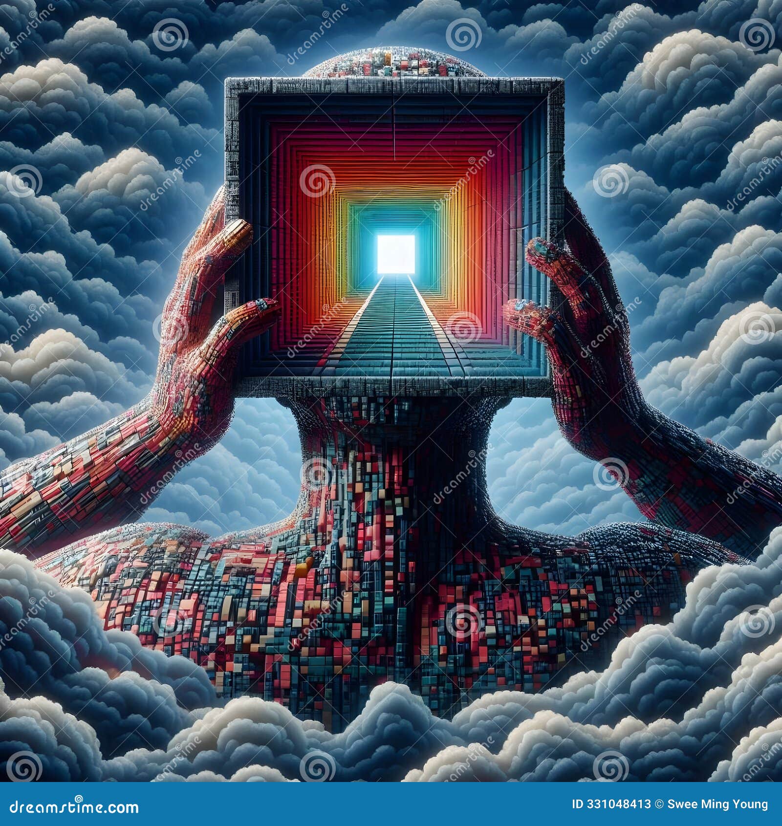 Digital Acsii Landscape of an Cyborg Forehead from Triangles,of ...