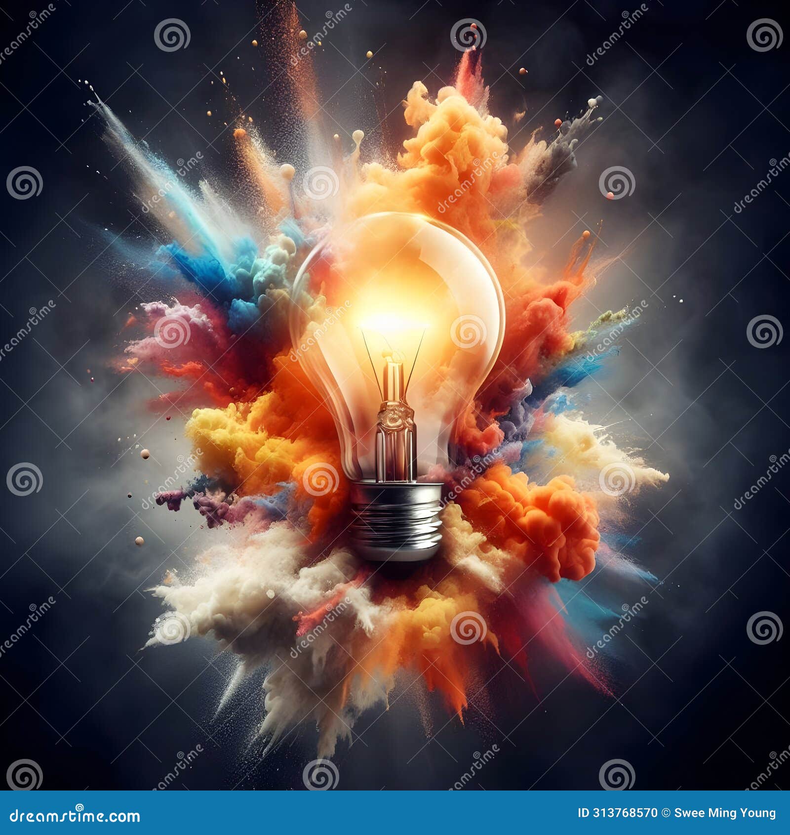 Image of a Dynamic Light Bulb with Paint Burst Symbolizing Innovation ...