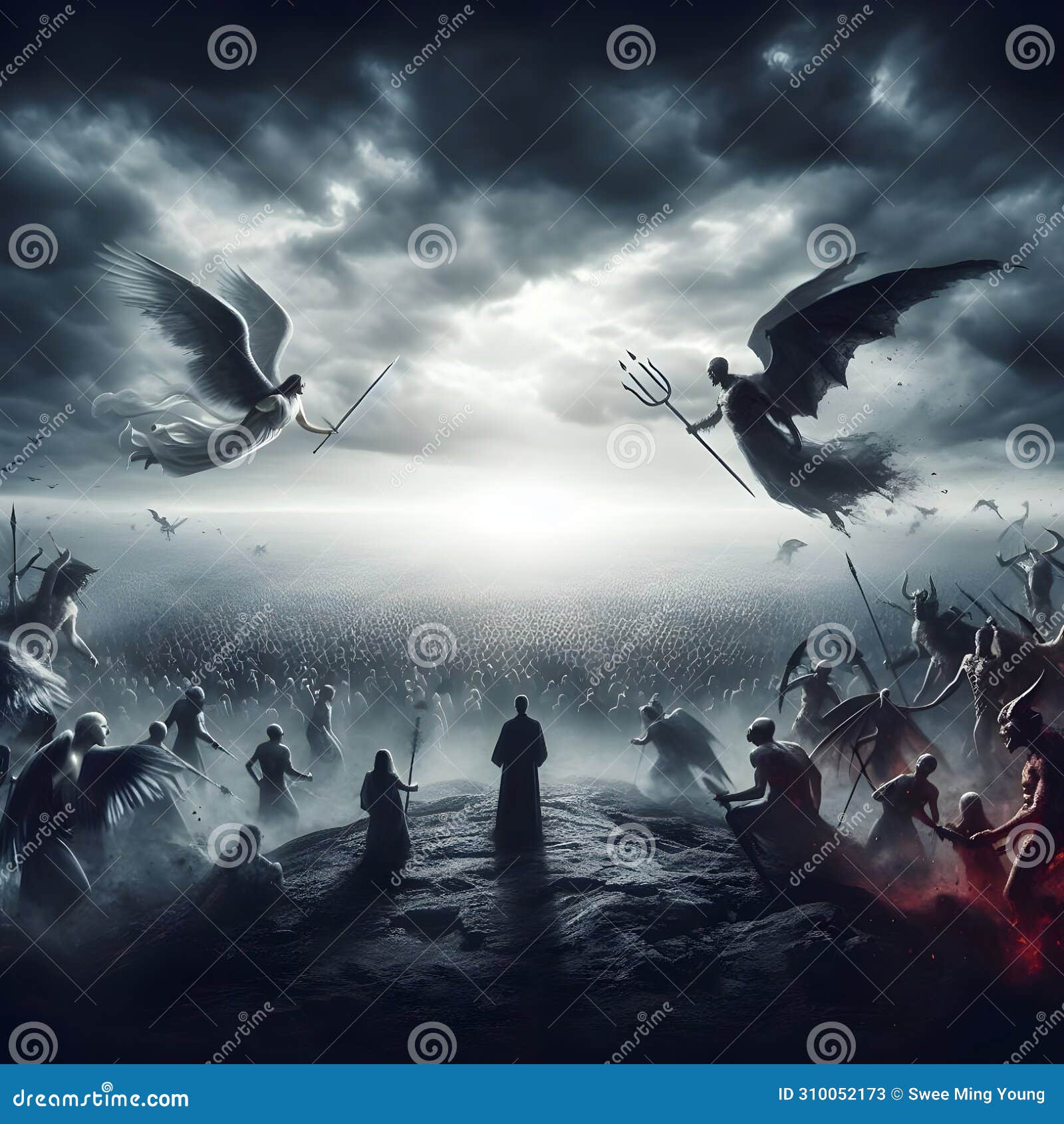 Image of an Epic Battle between Good and Evil, As Angels and Demons ...