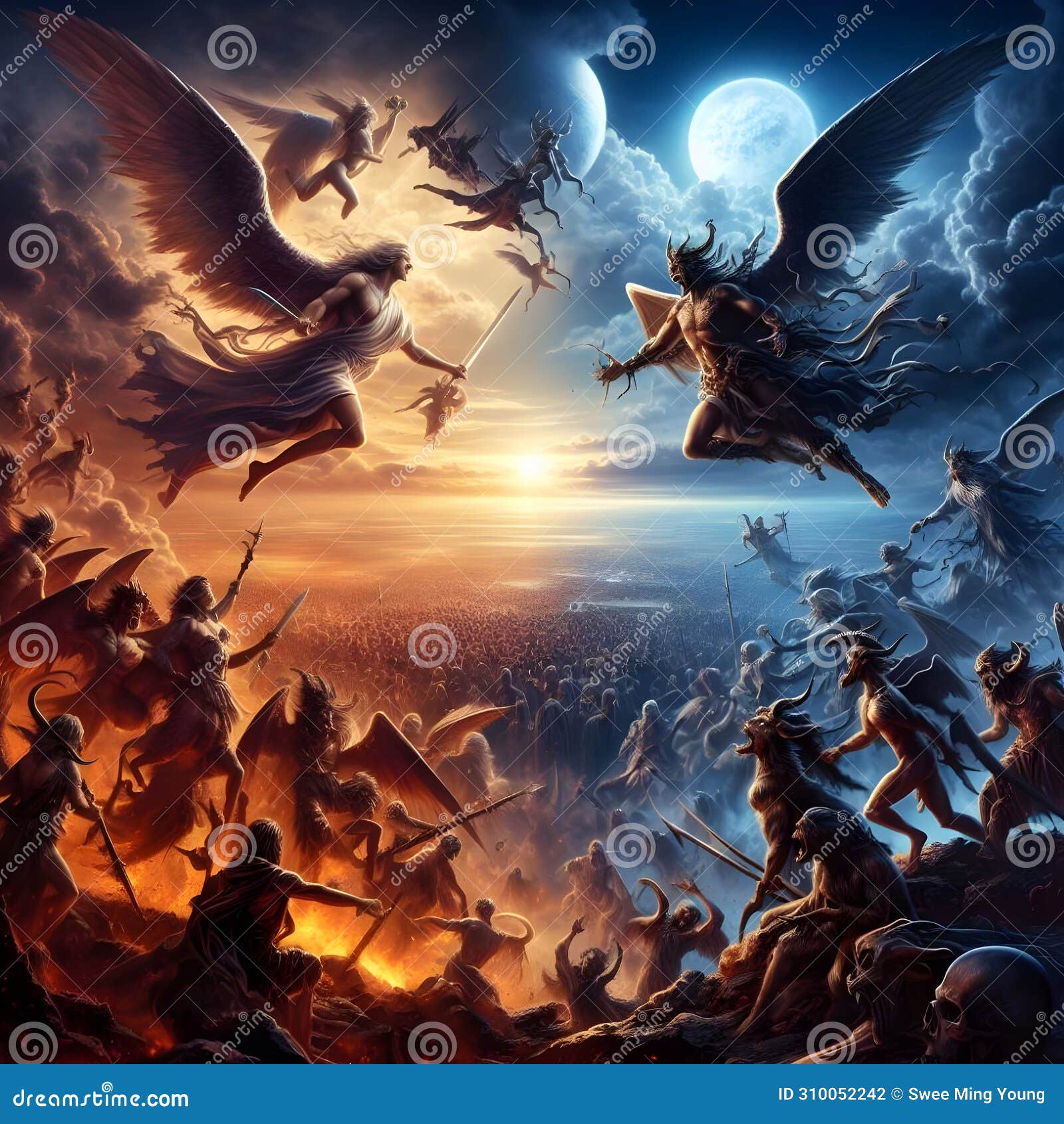 Image of an Epic Battle between Good and Evil, As Angels and Demons ...